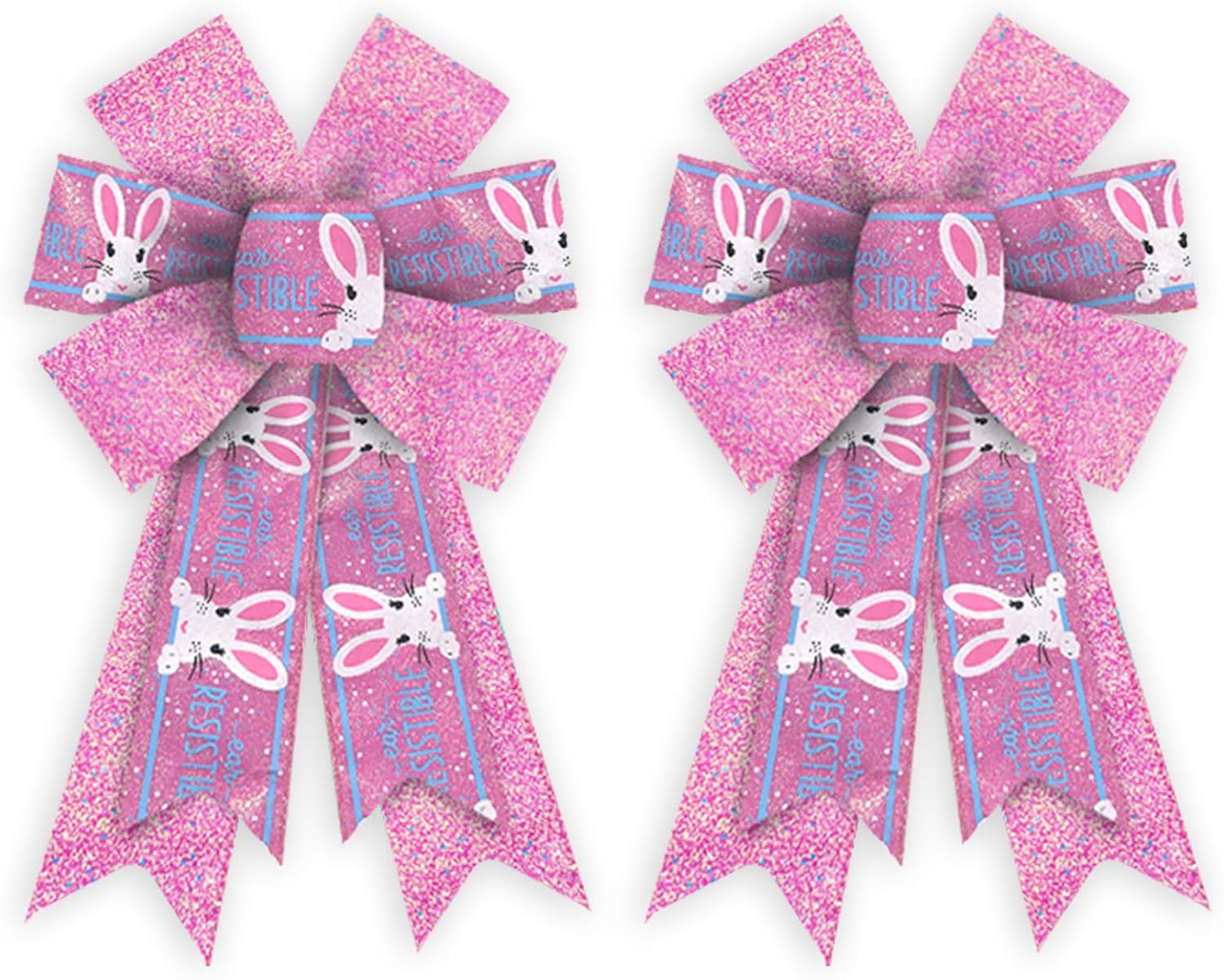 Amazon.com: Threetols 2 Pack Easter Wreath Bows, Pink Glitter Bows for ...