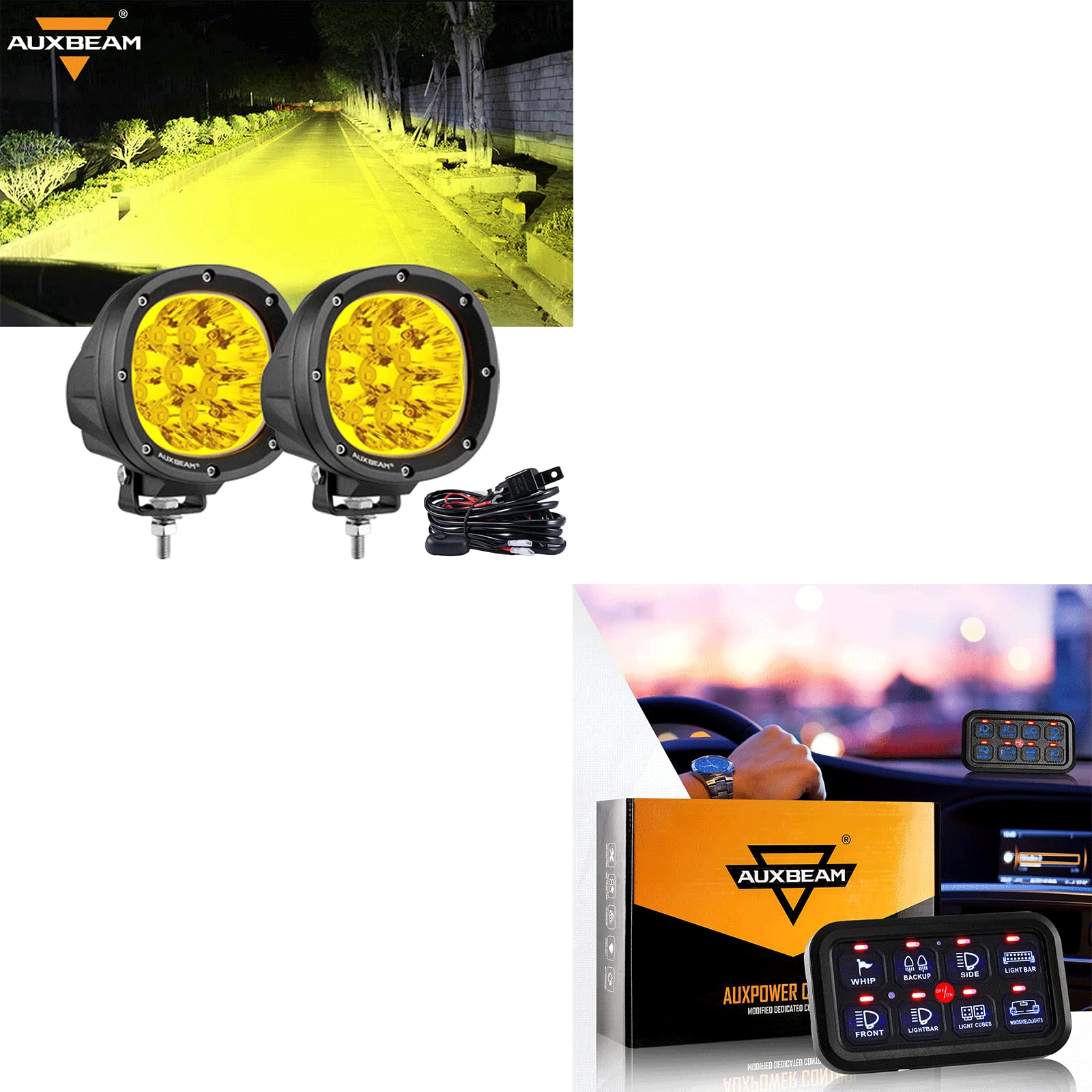 Buy Auxbeam 8 Gang Switch Panel Blue Two Sided Outlet 4in 90w Amber