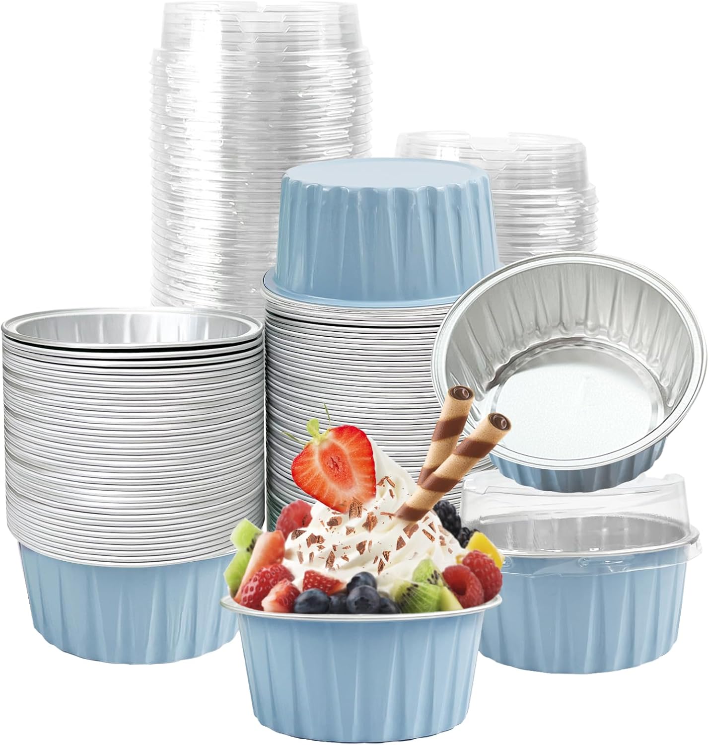 Amazon.com: 100Pcs Aluminum Cups with Lids,5oz Disposable Ramekin ...