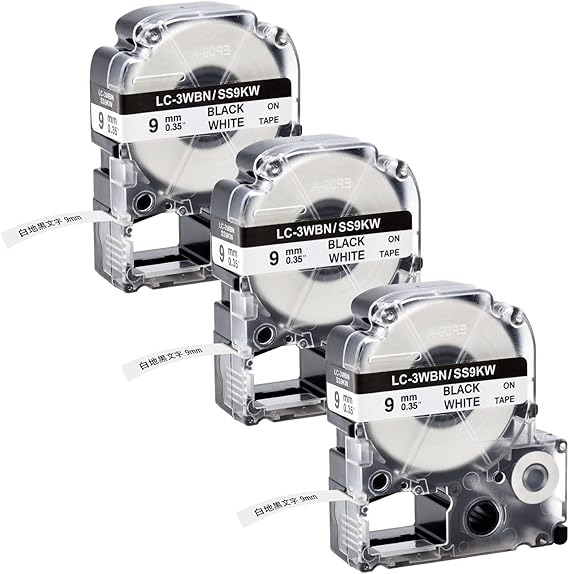 Amazon | テプラ 9mm 白地黑文字 キングジム テプラ 互換 SS9KW 9mm 白 Kingjim tepra テプラpro テープカートリッジ ラベルライター用 8M 3個セット ...