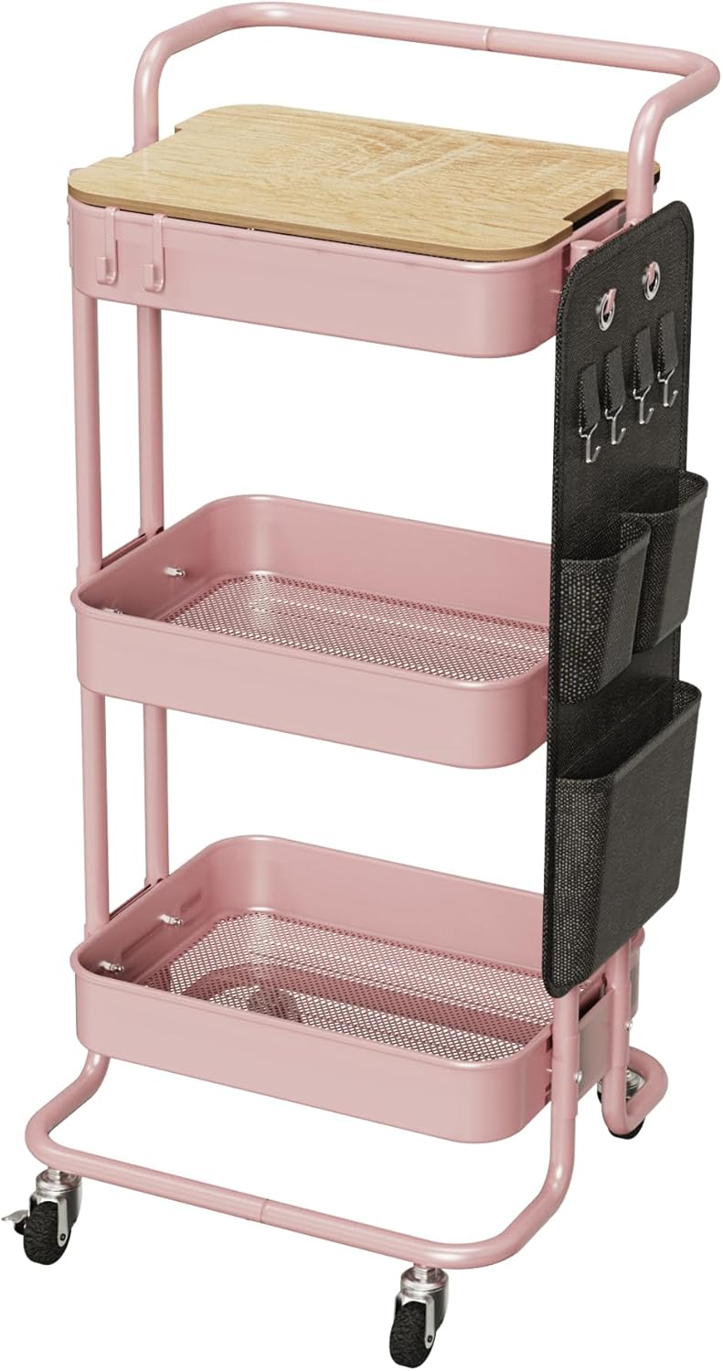 Amazon.com: Merapi 3 Tier Metal Utility Rolling Cart with Table Top and ...