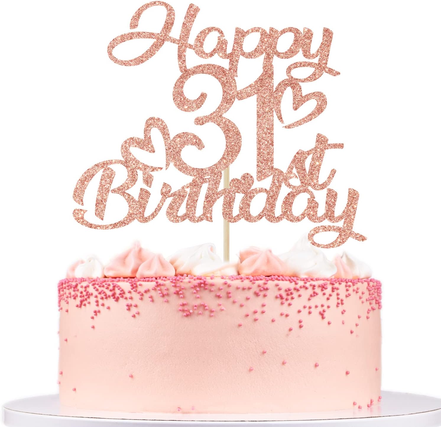 Amazon.com: Unoggsor Rose Gold Glitter Happy 31st Birthday Cake Topper ...