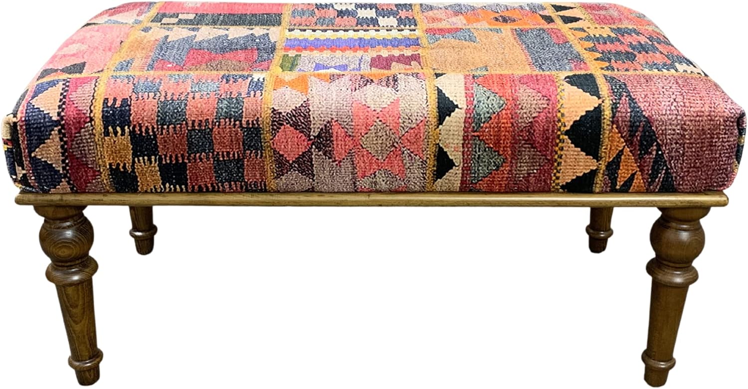 Amazon.com - Rug Ottoman Bench, Upholstered Bench, Patchwork Bench ...