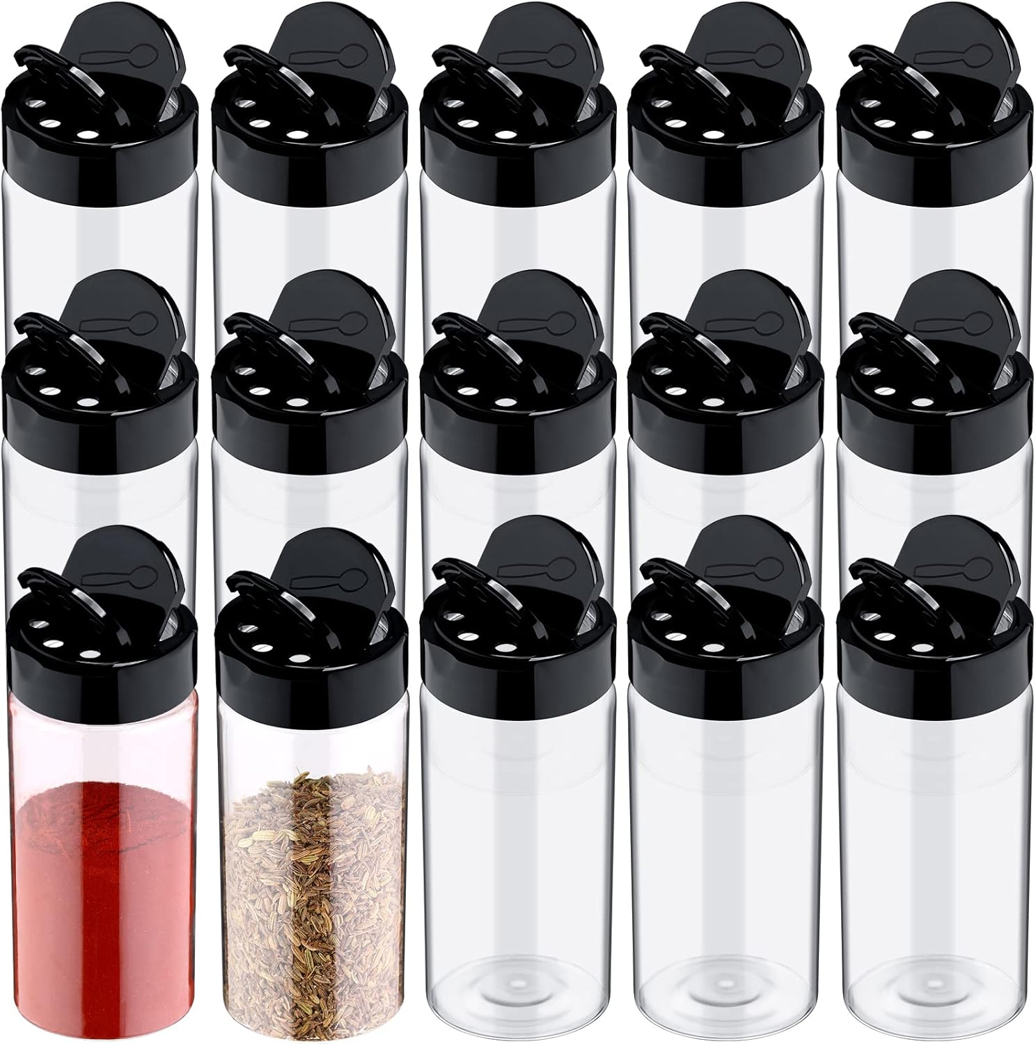 Amazon.com: Mimorou 40 Pack Plastic Spice Jar with Shaker Lids Seasoning Containers 3.5 oz ...