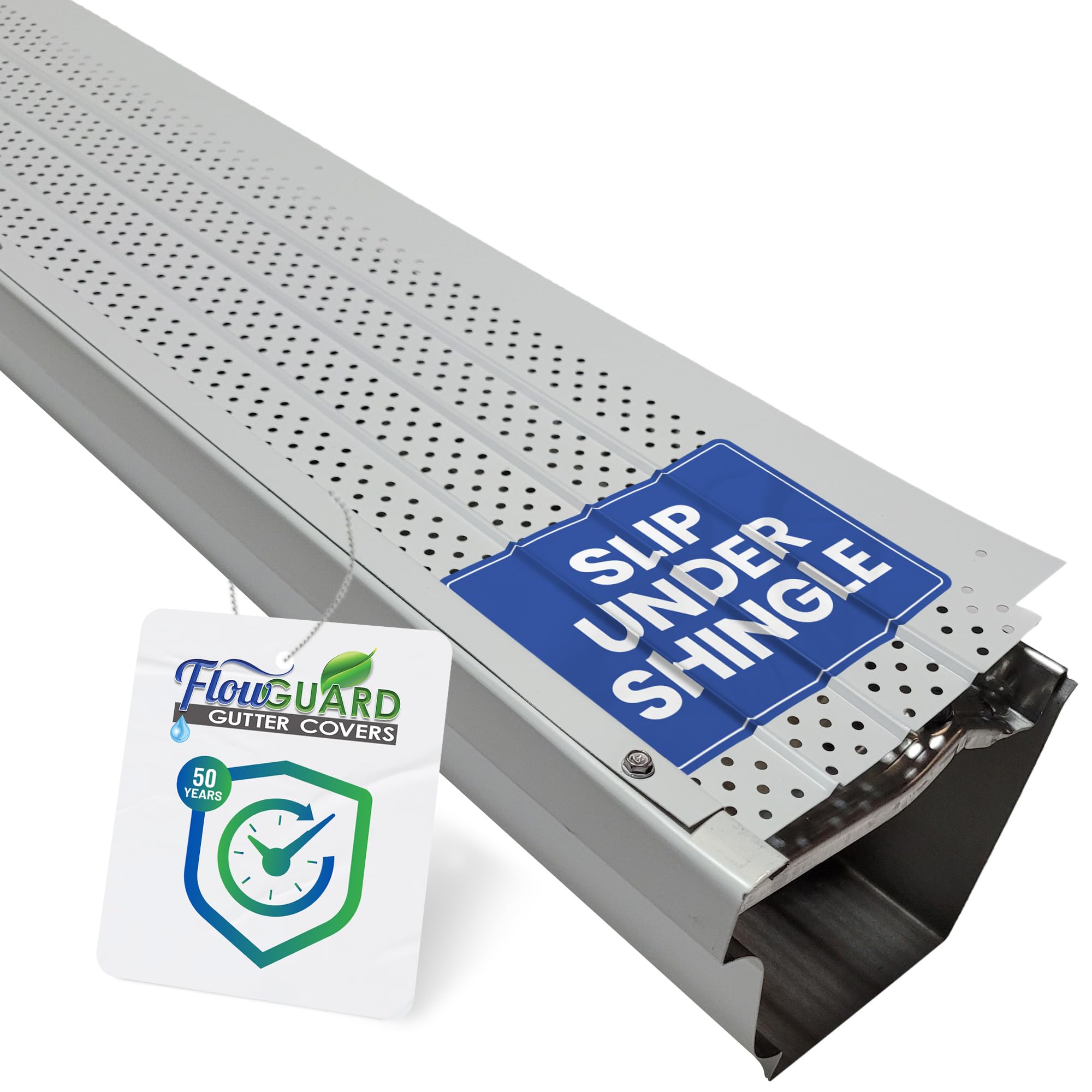 FlowGuard Slip Under Shingle Premium 50-Year Gutter Cover System ...