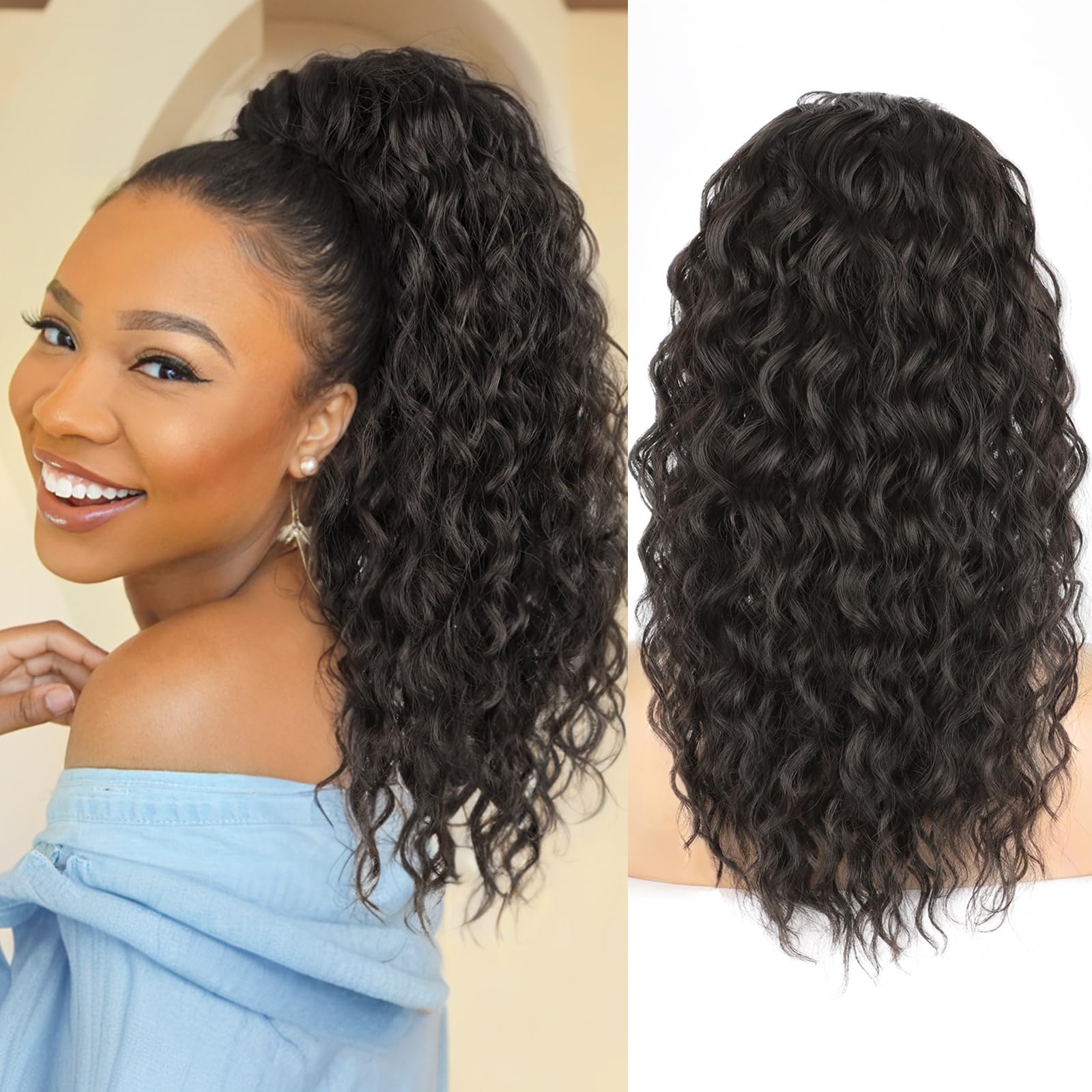 Amazon.com : HMD Ponytail Extension Curly Drawstring Ponytail Extension ...