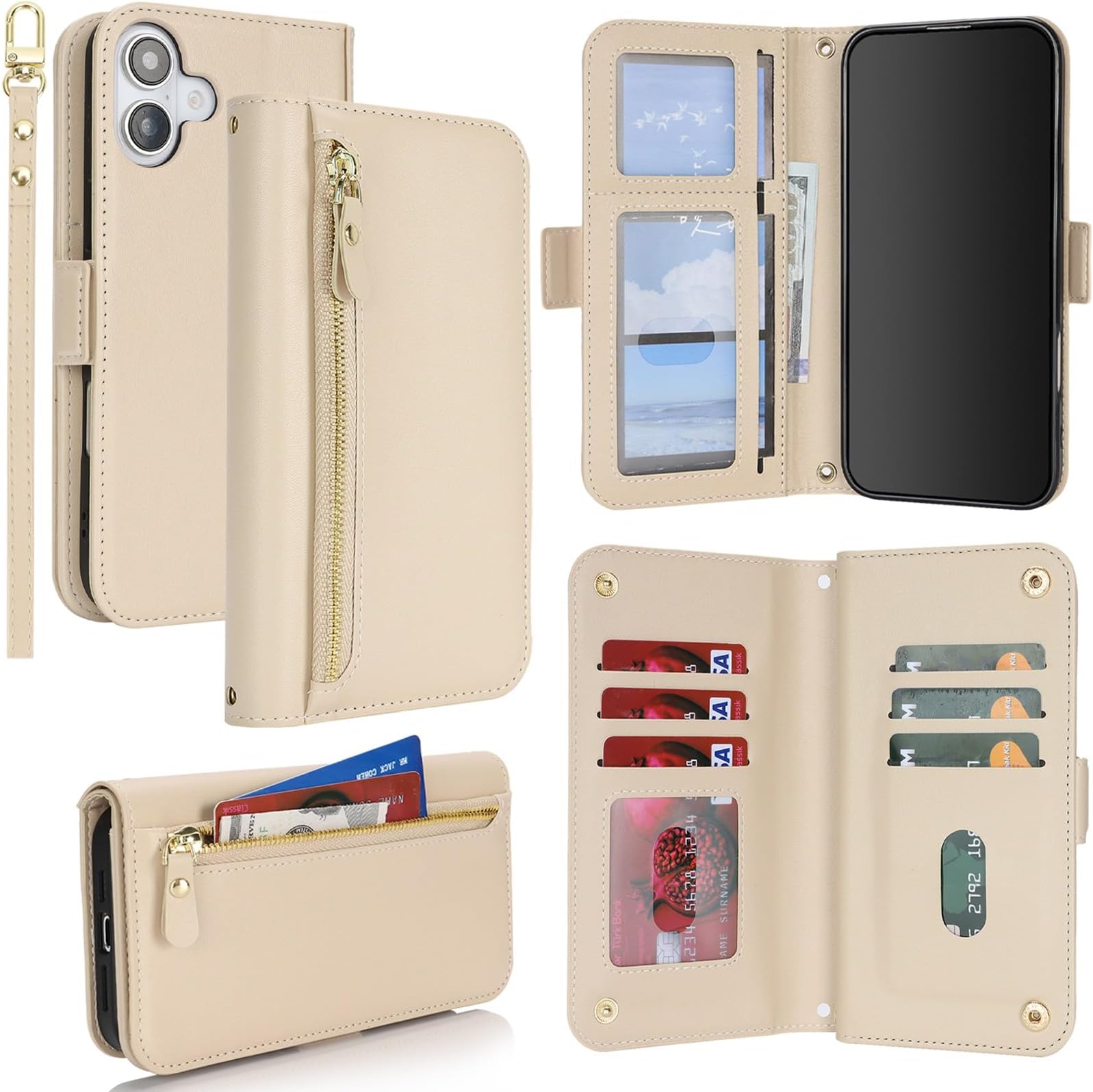 Amazon.com: KENHONER Case Wallet Flip Folio Cover Designed for iPhone ...