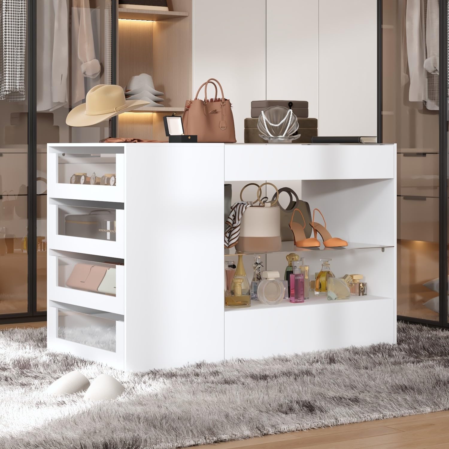 Armoire Wardrobe Closet White Armoire Closet Island With Glass Top - 6 ...