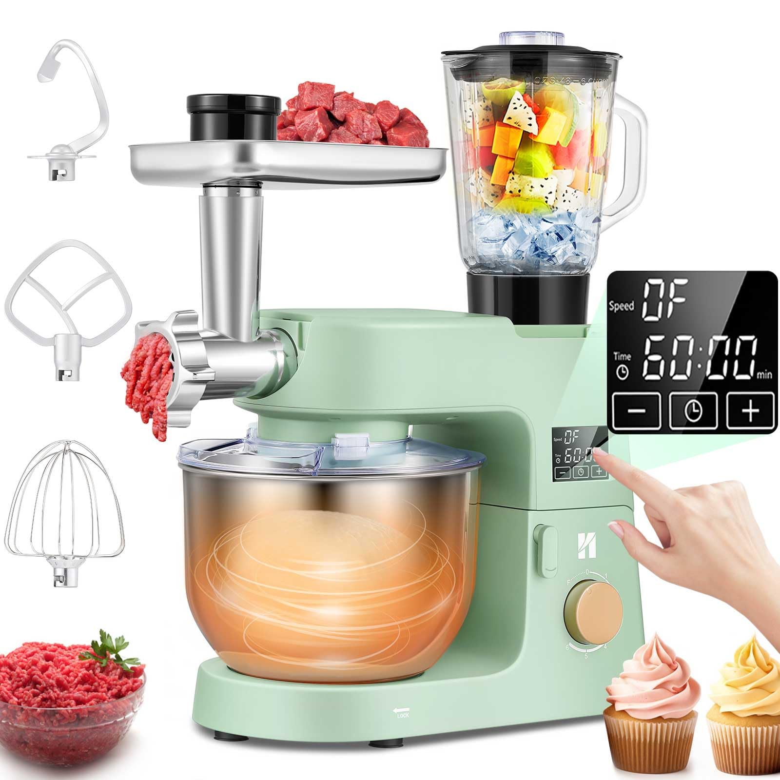 Huanyu 9 in 1 Stand Mixer with with Meat Grinder Fermentation Function ...