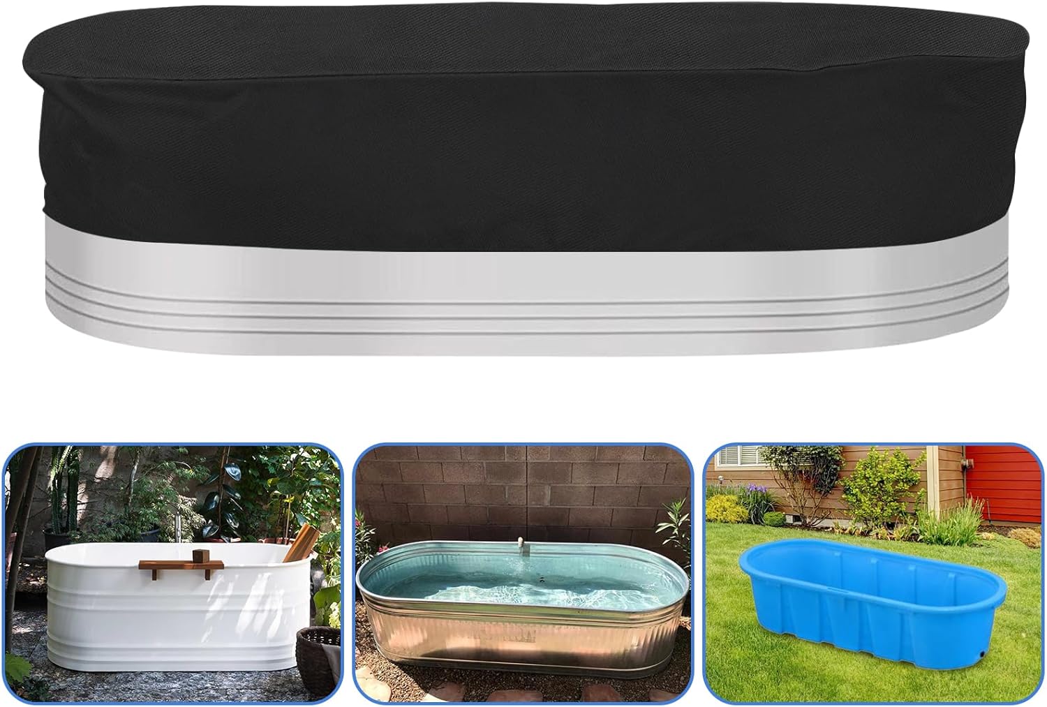 Amazon.com : 4ft Oval Galvanized Horse Trough Cover - 600D Waterproof ...