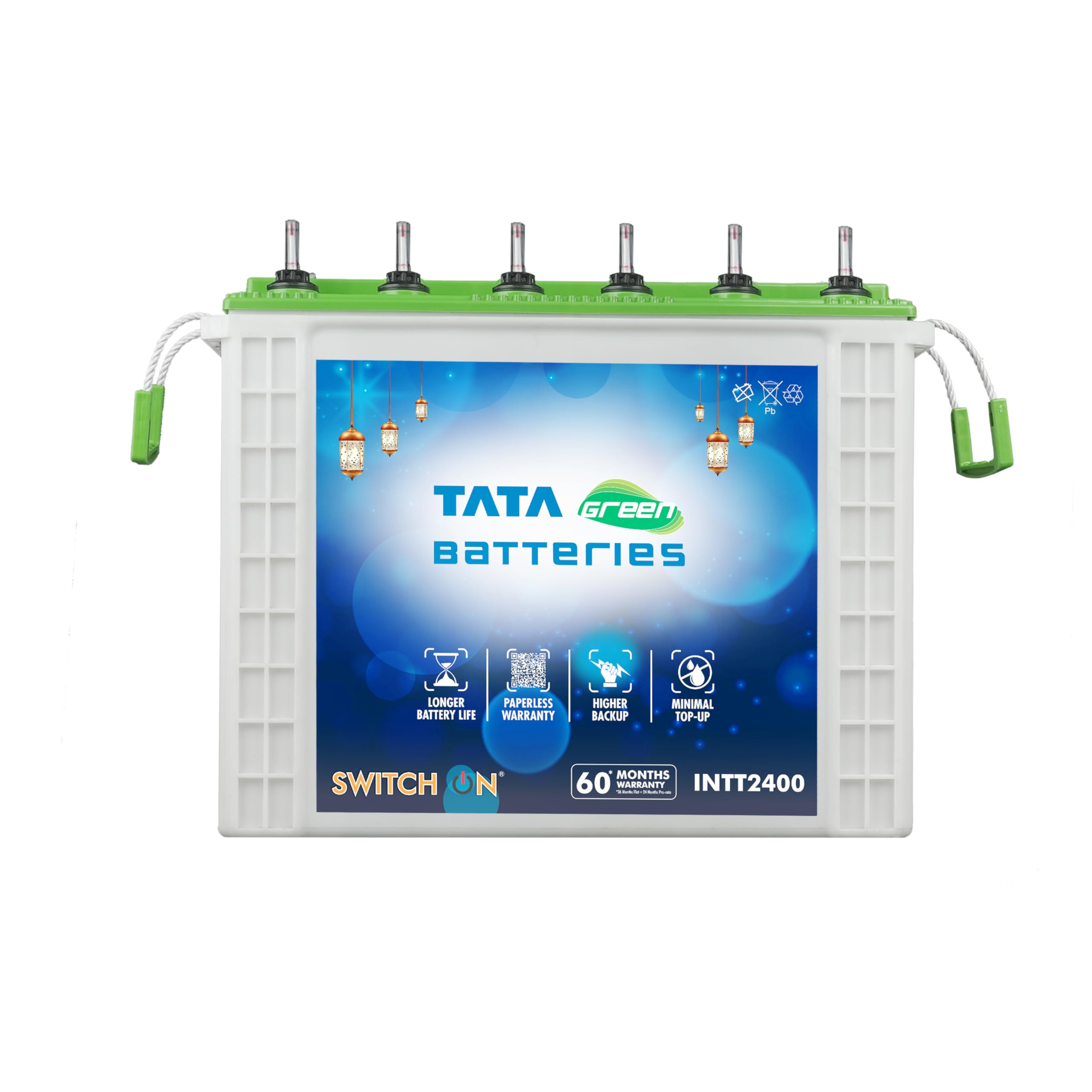 TATA Green Switch-On INTT2400 200AH Tall Tubular Inverter Battery with ...