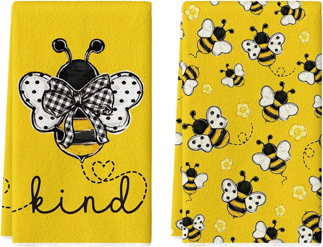 Amazon.com: VHC Brands Buzzy Bees Honeypot Tea Towel Set of 3 16x28 ...