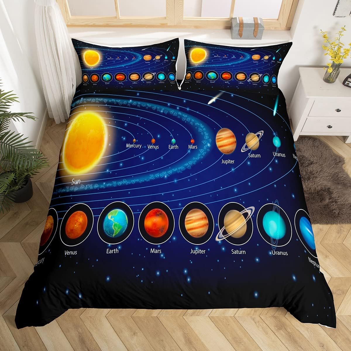 Amazon.com: Feelyou Solar System Duvet Cover Set for Kids Toddler Outer ...