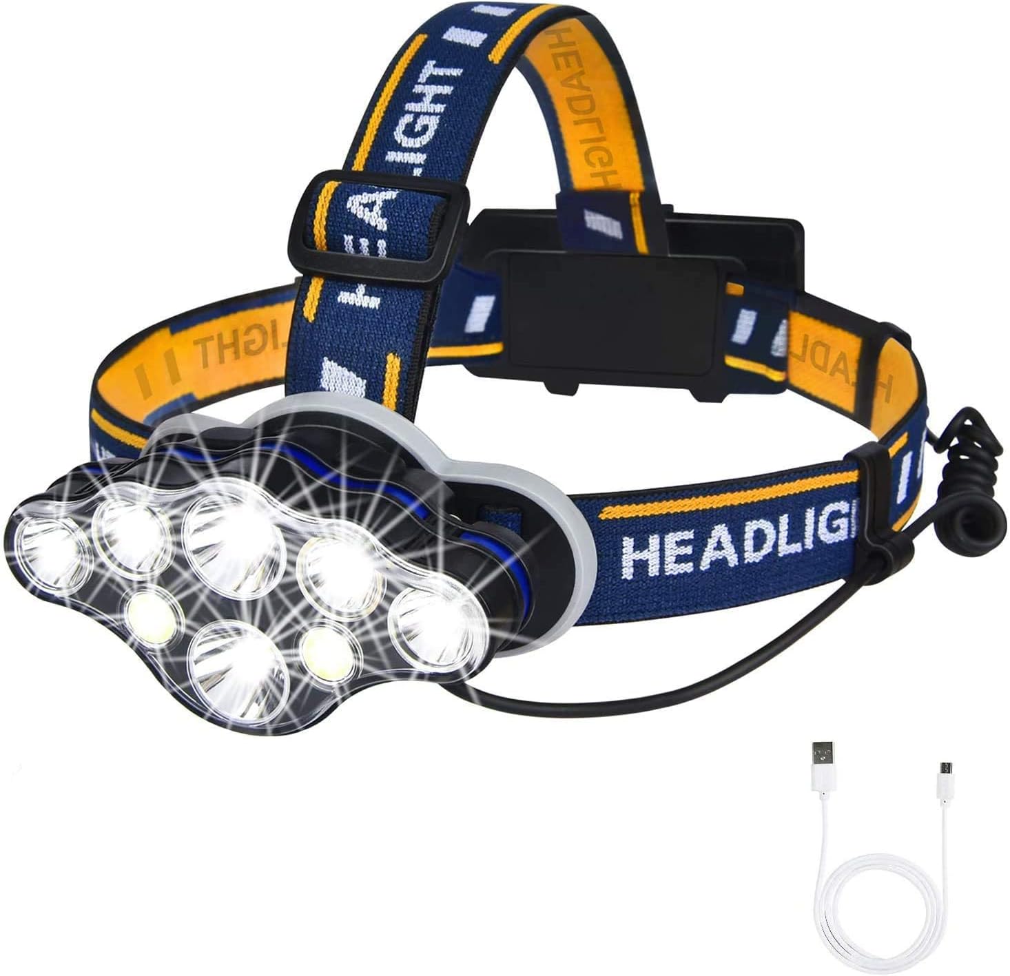 Amazon.com: LED Rechargeable Headlamps, IPX5 Waterproof High Lumen 8 ...