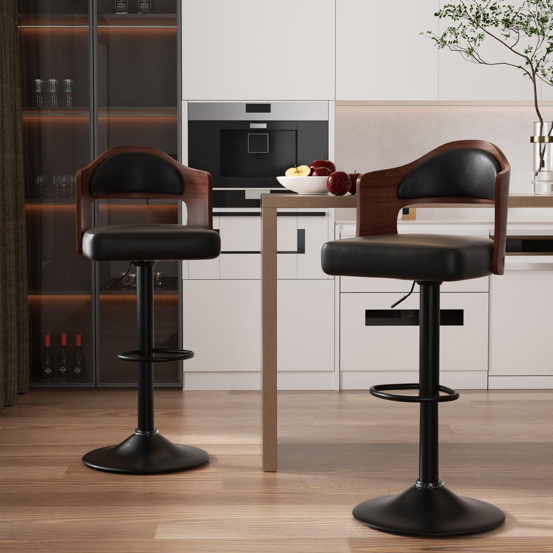 Nalupatio Swivel Bar Stools Set of 2 Seat Adjustable Height 24.5-33.5IN ...