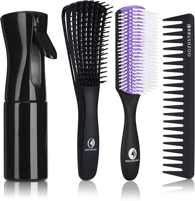 BRUSHZOO Detangling Brush for Curly Hair, Detangler Brush for Natural 3 ...