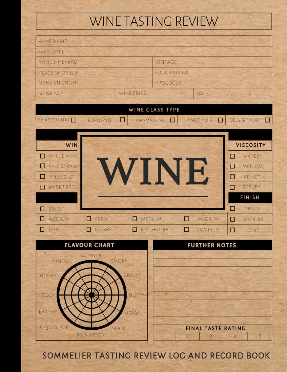 Sommelier Wine Tasting Review Log and Record Book: Wine Enthusiasts ...
