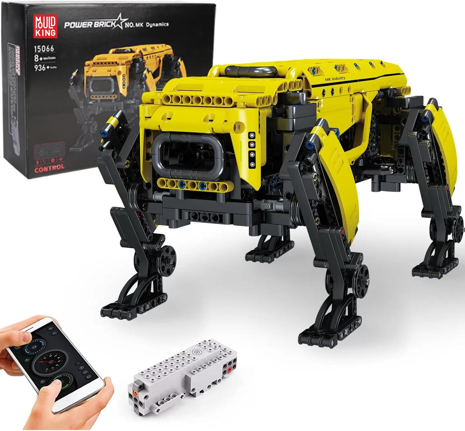 Amazon.com: Mould King Robot Dog Building Kit, 936PCS Yellow APP RC ...