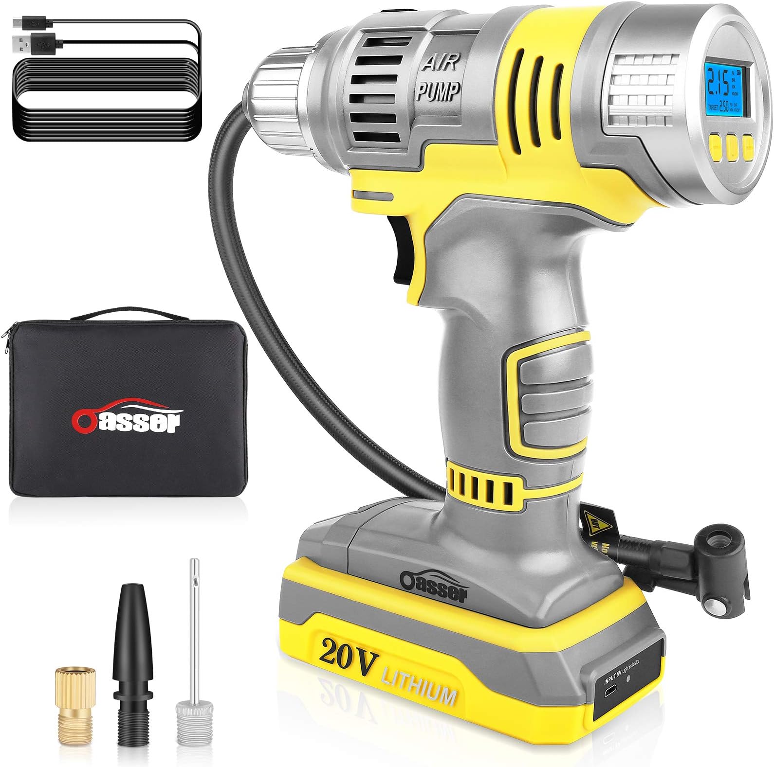 OFCASA Car Tyre Pump Cordless Tyre Inflator, Car Tyre Inflator 12v ...