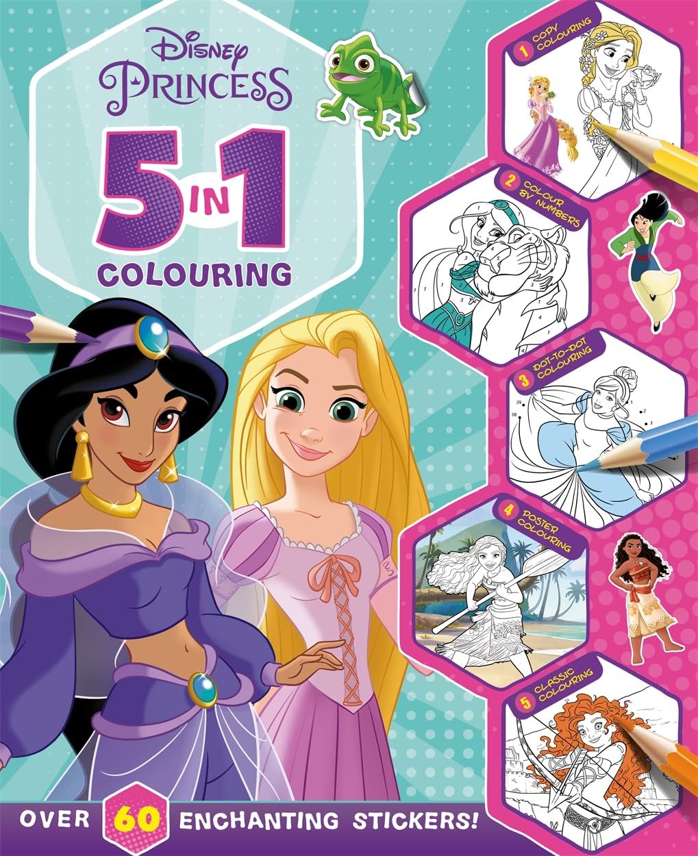 Disney Princess: 5 in 1 Colouring (With dot-to-dot, colour-by-numbers ...