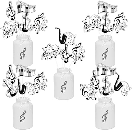 Amazon.com: Kreatwow Music Notes Theme Table Decorations Black 24Pcs ...