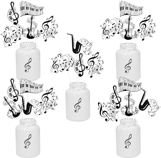 Amazon.com: Kreatwow Music Notes Theme Table Decorations Black 24Pcs ...