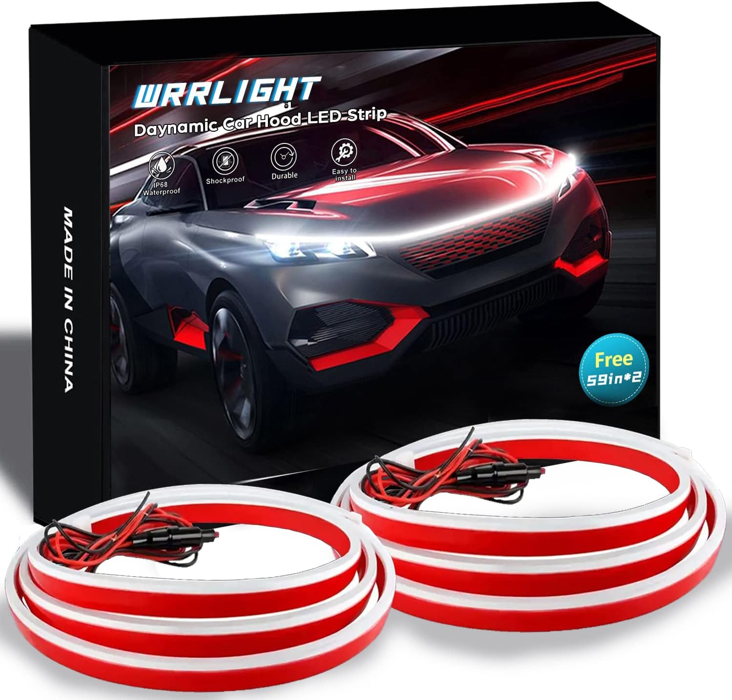 Amazon.com: Vooda Ultra Thin LED Car Hood Light Strip,RGB Illusory ...