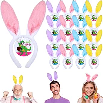 Amazon.com: Daifunli 16 Set Easter Bunny Ears Headbands with Dinosaur ...