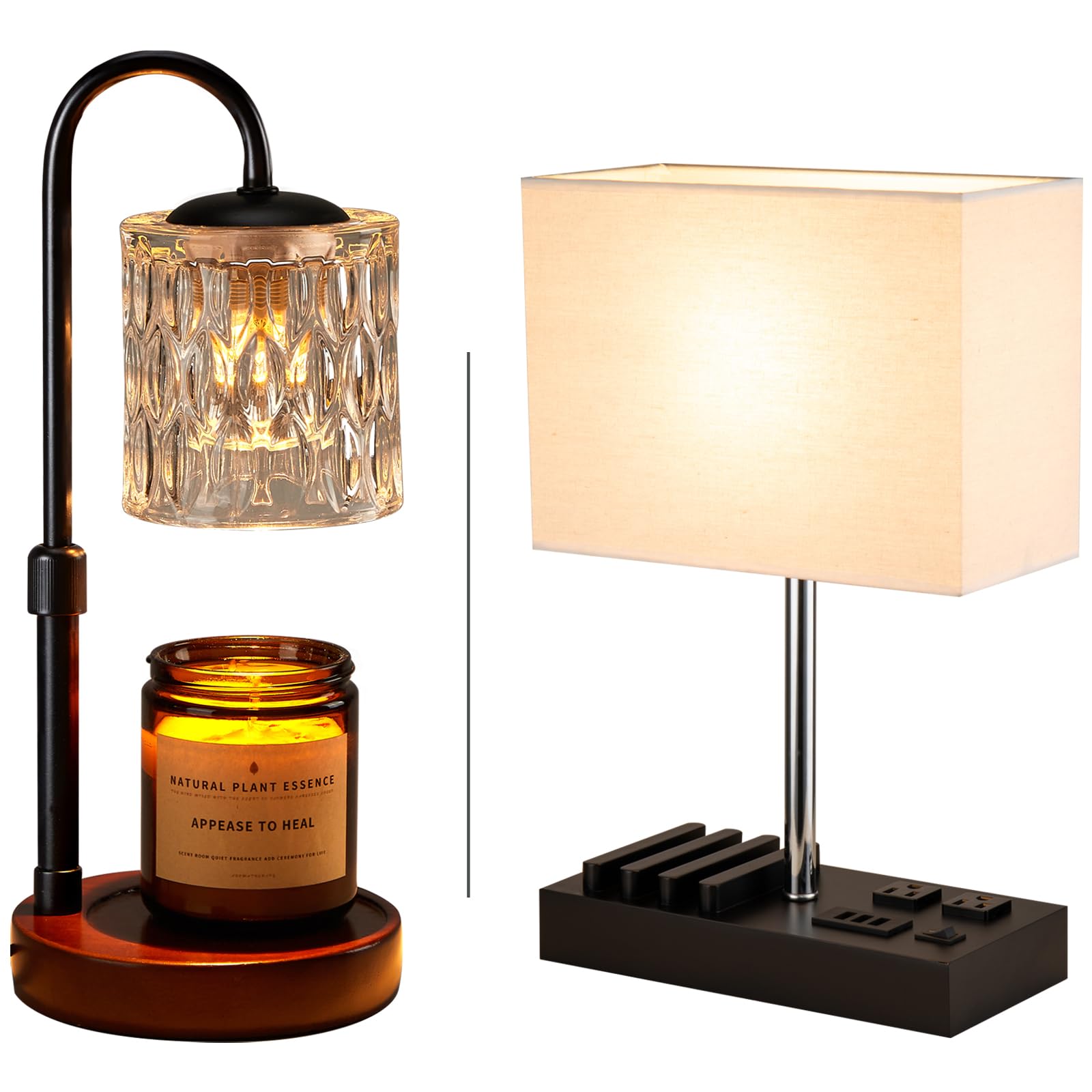 Amazon.com: Briever Table Lamp with 2 USB A & 1 USB C Charging Ports ...