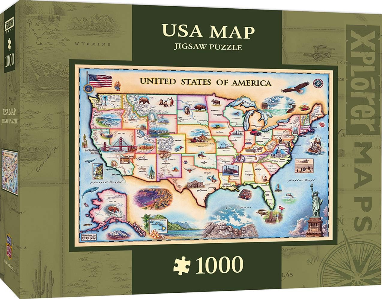 Amazon.com: MasterPieces Xplorer Maps Jigsaw Puzzle, United States of ...