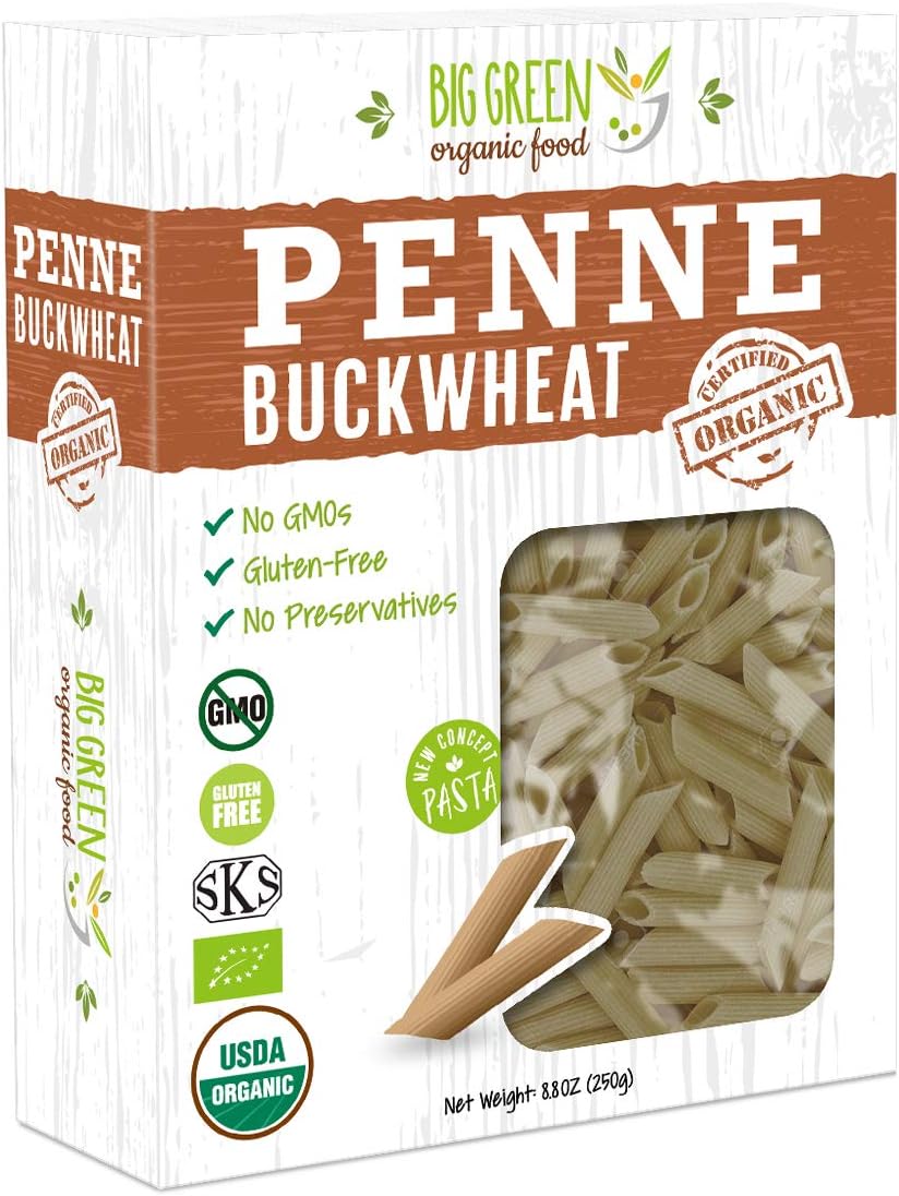 Amazon.com : Big Green Organic Food- Organic Buckwheat Penne, 8.8oz ...