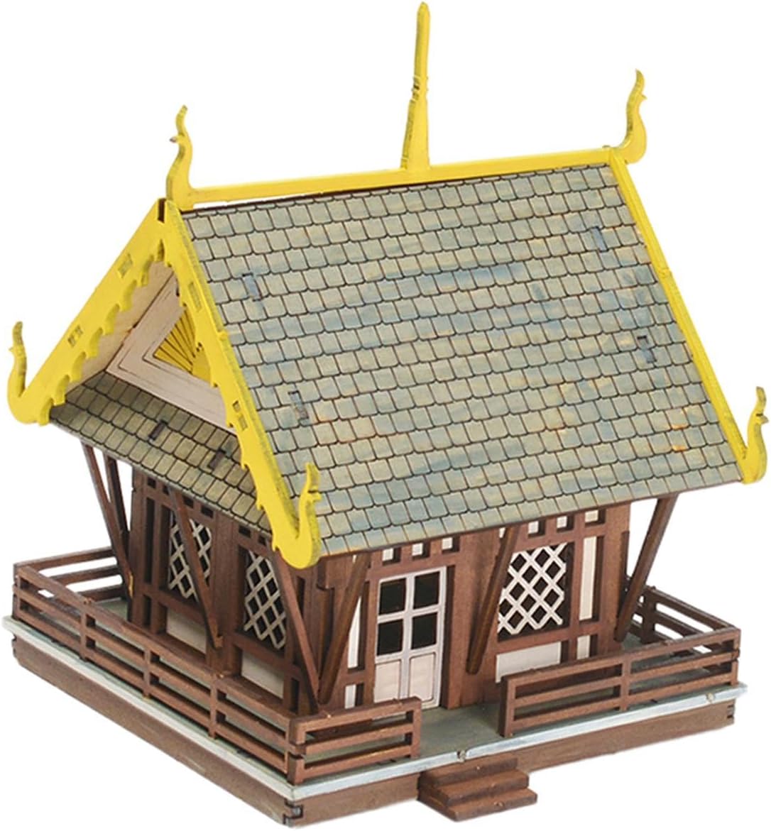 Amazon.com: Garende 1/72 Wooden Thai Temple Model Kit Miniature House ...