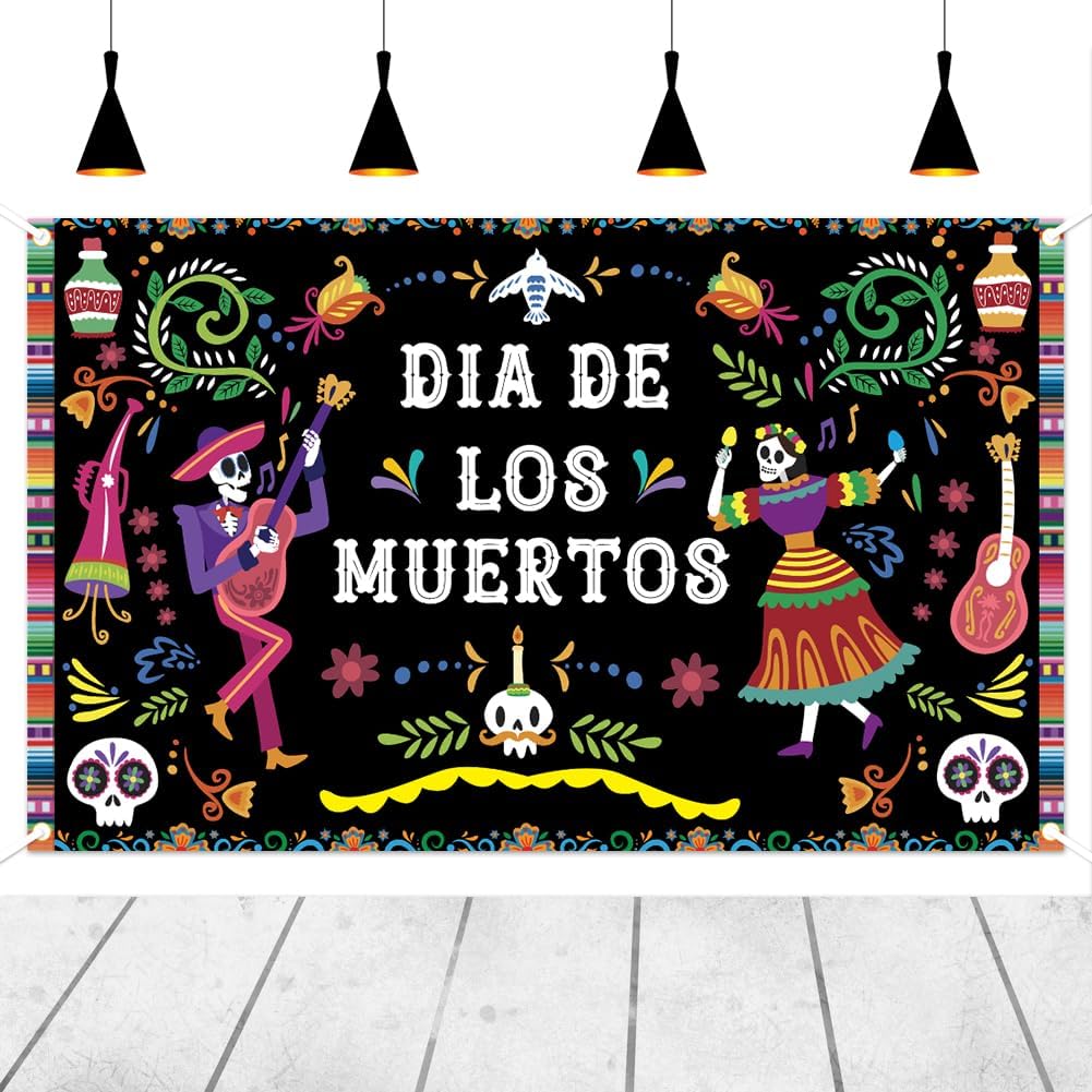 Amazon.com : Day of The Dead Backdrop for Mexican Dia DE Los Muertos ...