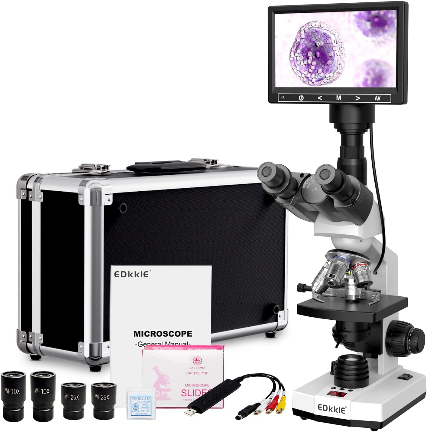 Amazon.com: Upgraded Microscope for Adults with 40X-2500X Magnification ...