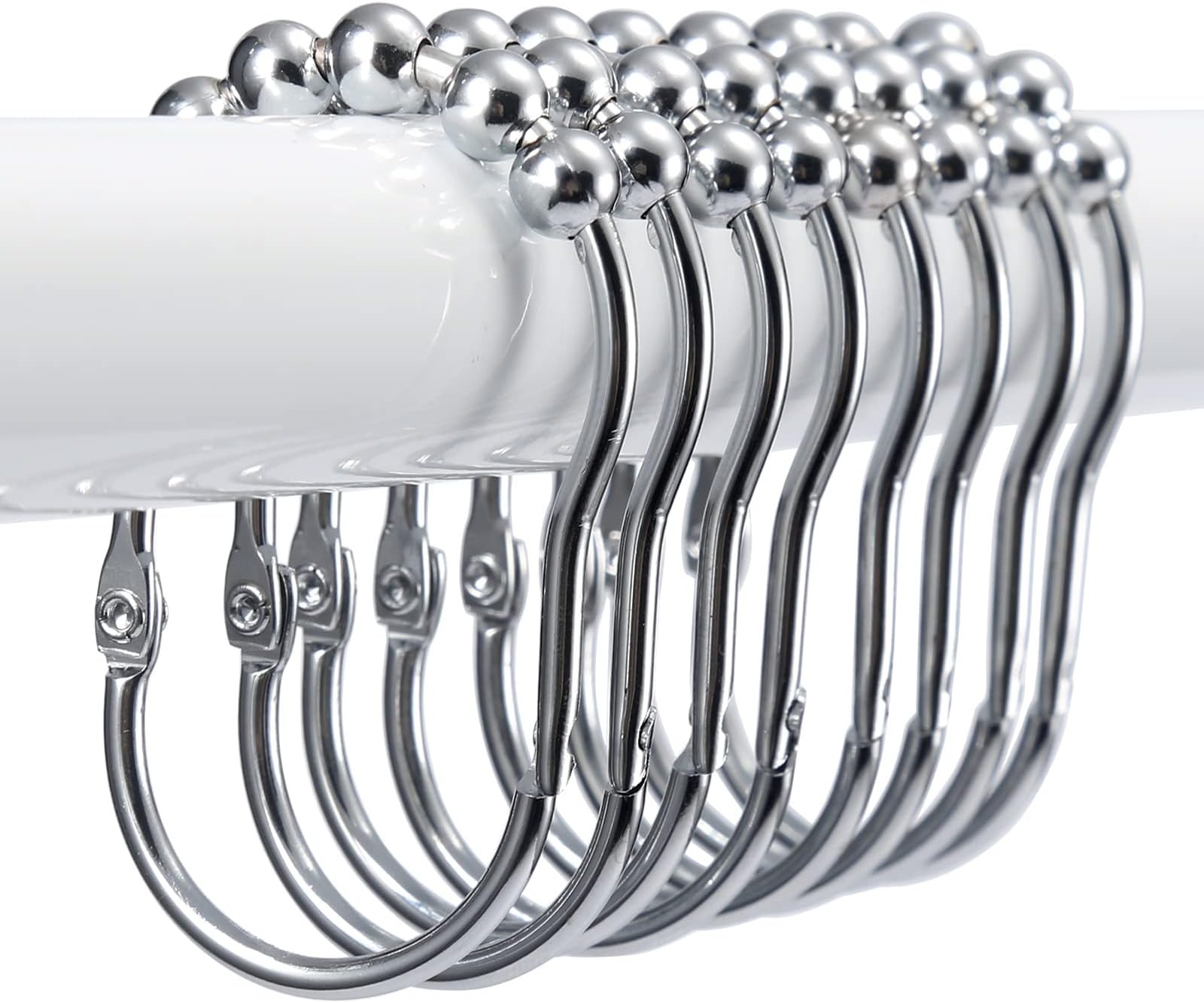 Amazon.com: Shower Curtain Hooks, SUTINE 12Pcs Shower Curtain Rings ...