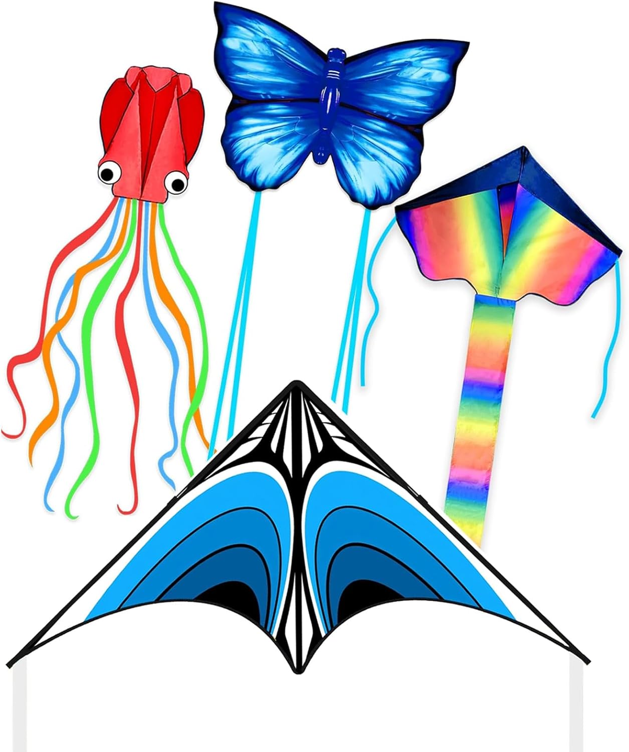 Amazon.com: Simxkai 3 Pack Kites-Rainbow Delta Kite, Red Mollusc ...