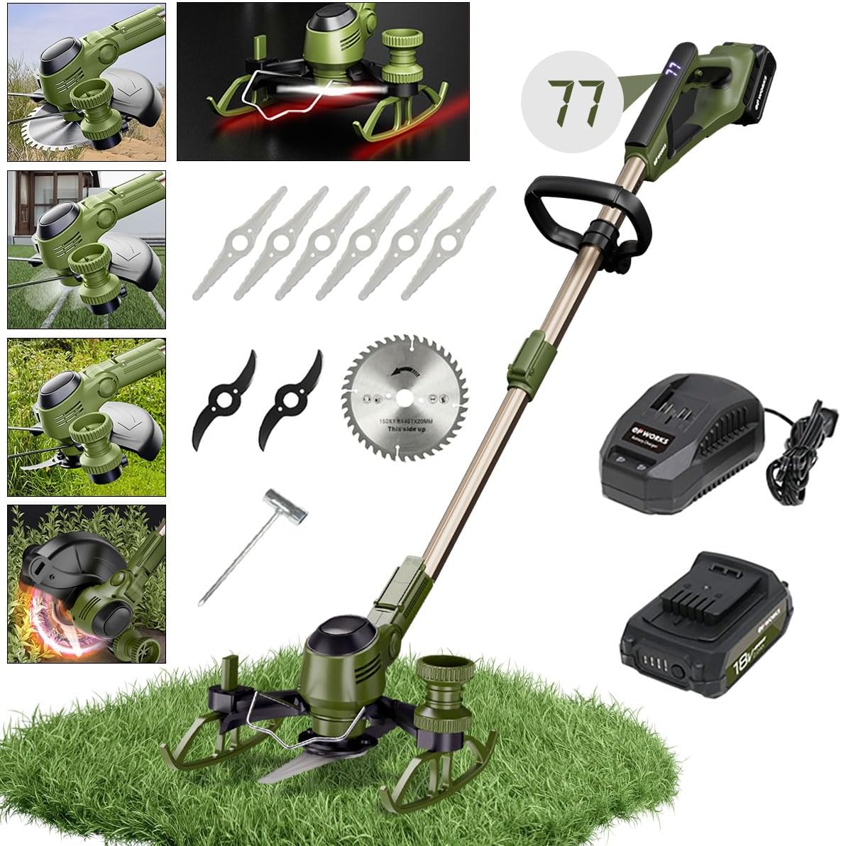 Amazon.com : TANUTIL Cordless Weed Wacker, One 2.5Ah Rechargeable ...