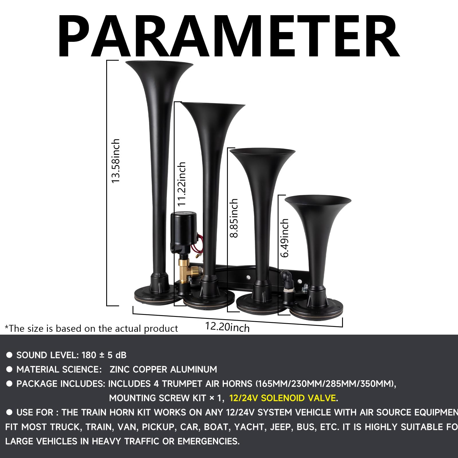 Snapklik.com : BANHAO Truck Air Horn 4 Trumpet Horns Train Horn Kit For ...