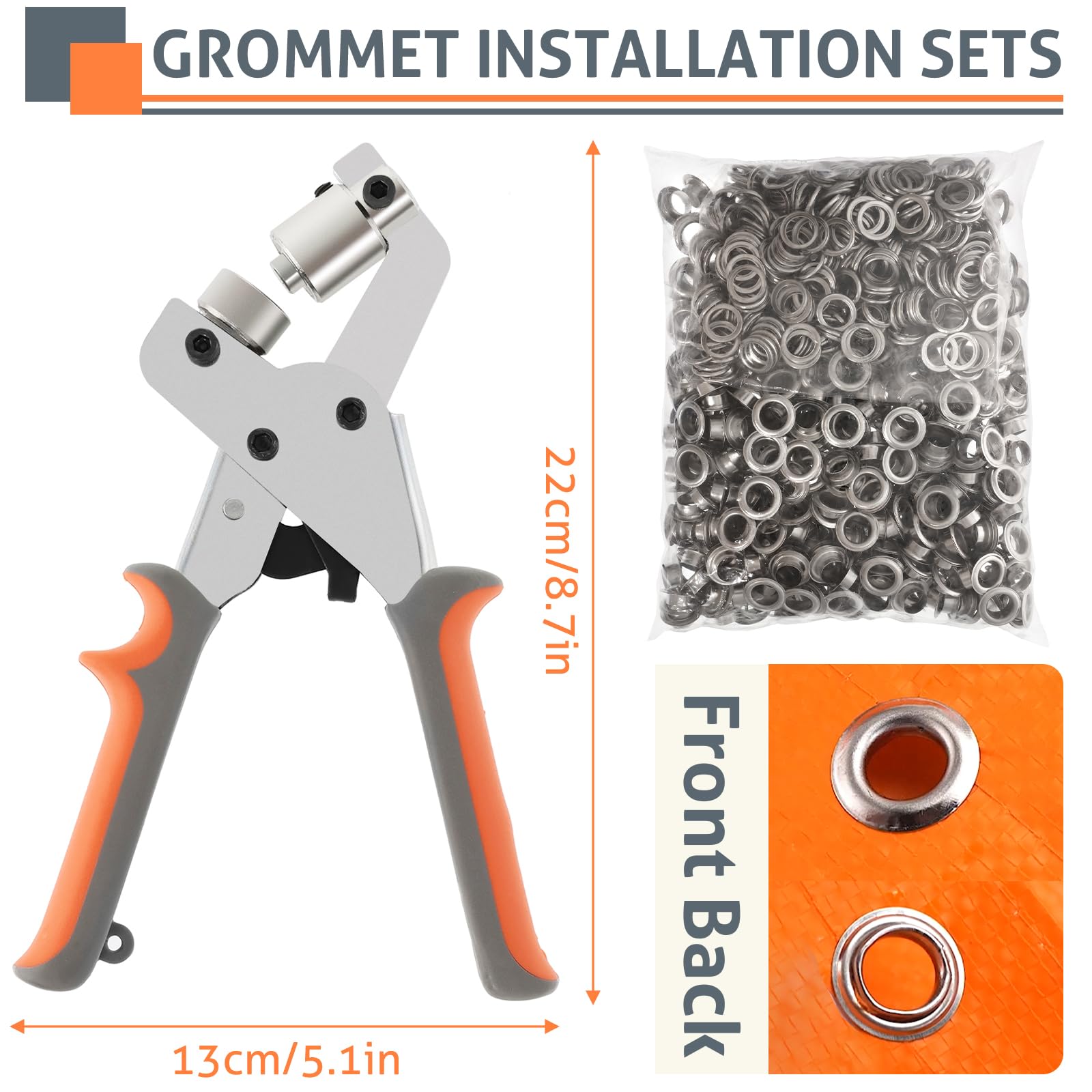 Snapklik.com : POWLAB 500PCS Grommet Tool Kit Set, Handheld 3/8 Inch ...