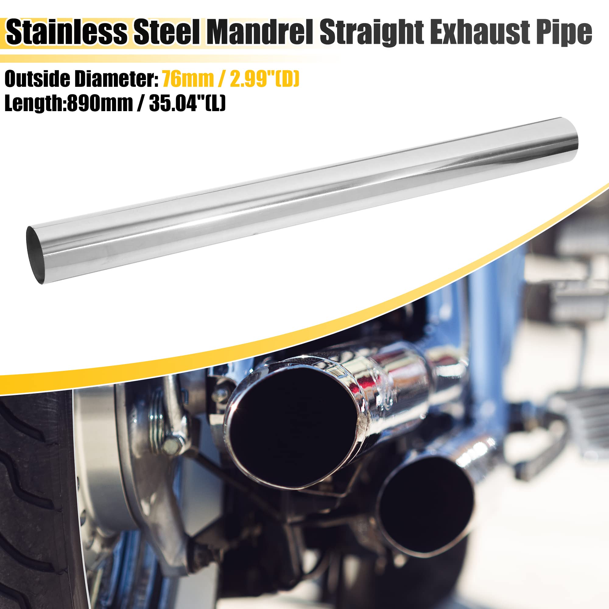 X AUTOHAUX Straight 3" OD 35" Length DIY Custom Mandrel Exhaust Pipe 3 ...
