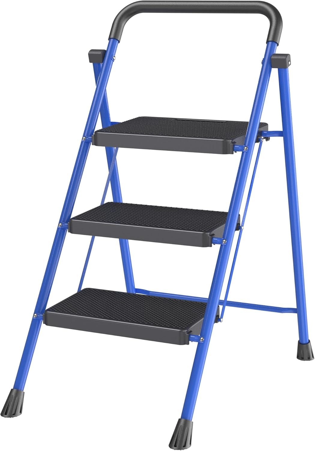 Blue 3 Step Stool Foldable – Heavy-Duty Foldable Step Stool for Adults ...