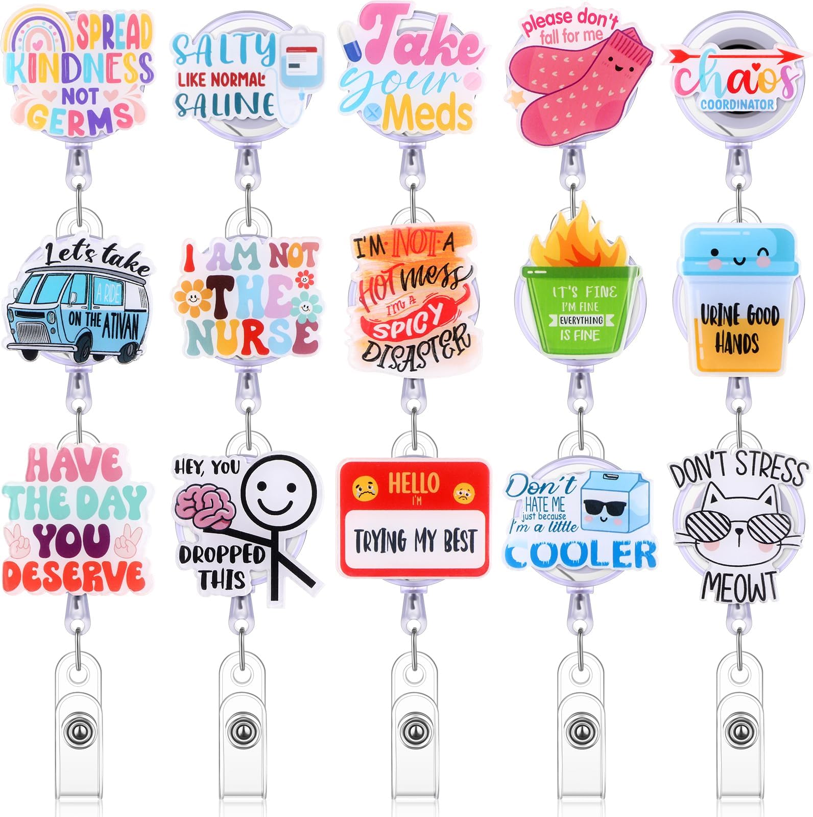 Amazon.com : Yexiya 15 Pcs Funny Nurse Badge Reel Acrylic NICU ...