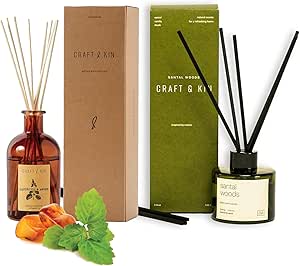 Amazon.com: Patchouli & Amber and Santal Woods Reed Diffusers Set | All ...
