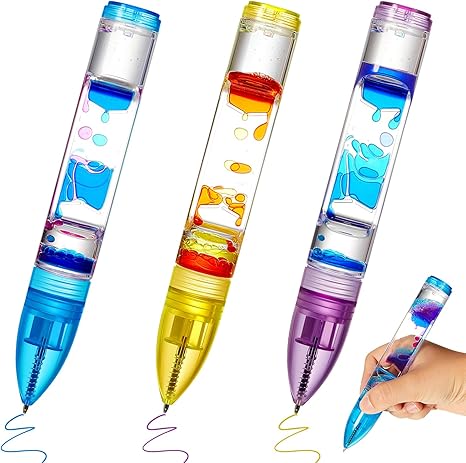 Amazon.com: Equsion 3 Pcs Liquid Motion Bubbler Pen Toy Colorful Timer ...