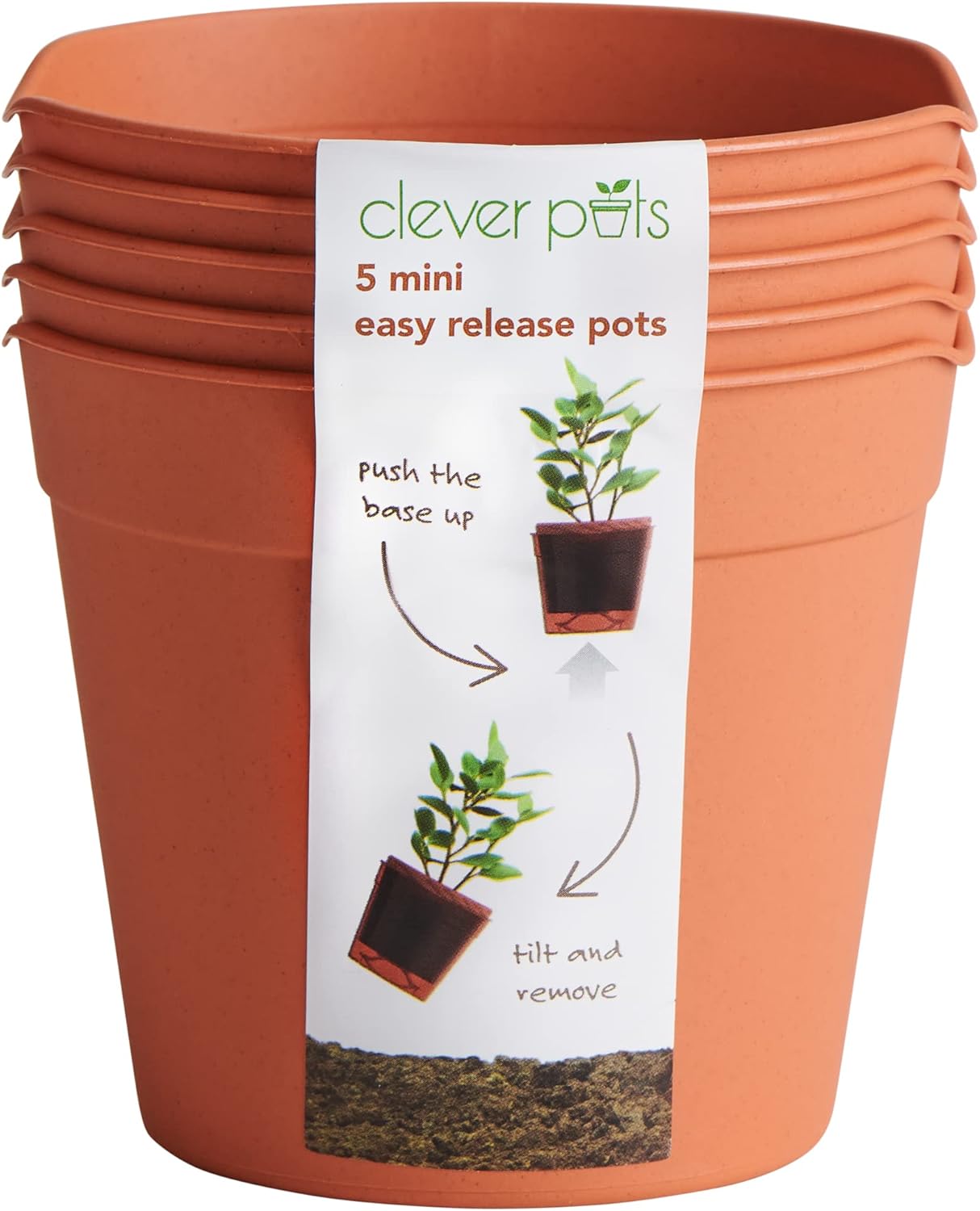 Clever Pots Easy Release Plastic Plant Pots, Pack of 5, Mini Plant Pots ...