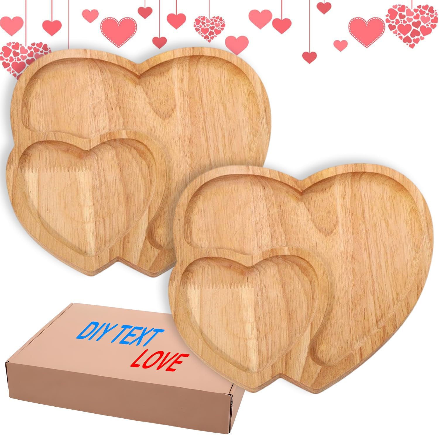Amazon.com | BinaryABC Heart Shaped Charcuterie Board Wood Serving ...