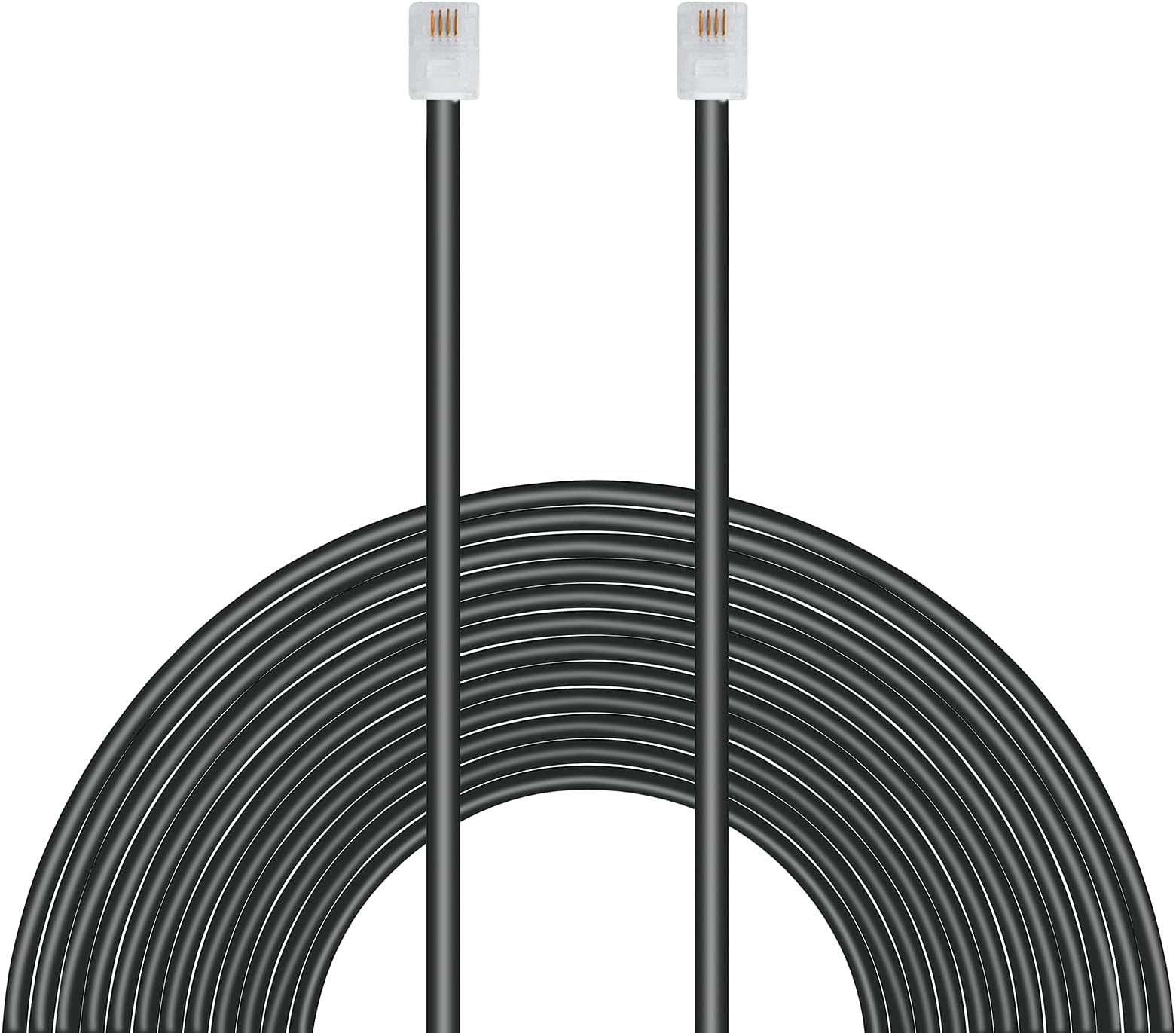 Phone Cord 3-Pack 6ft Black Phone Extension Cords - RJ11 6P4C Telephone ...