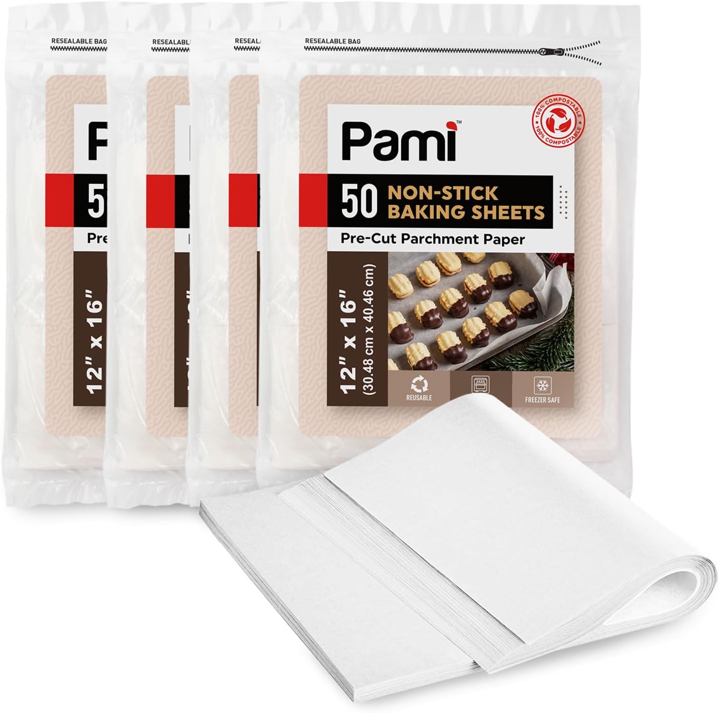 Amazon.com: PAMI Non-Stick Baking Sheets -200 Pre-Cut Disposable Cookie ...