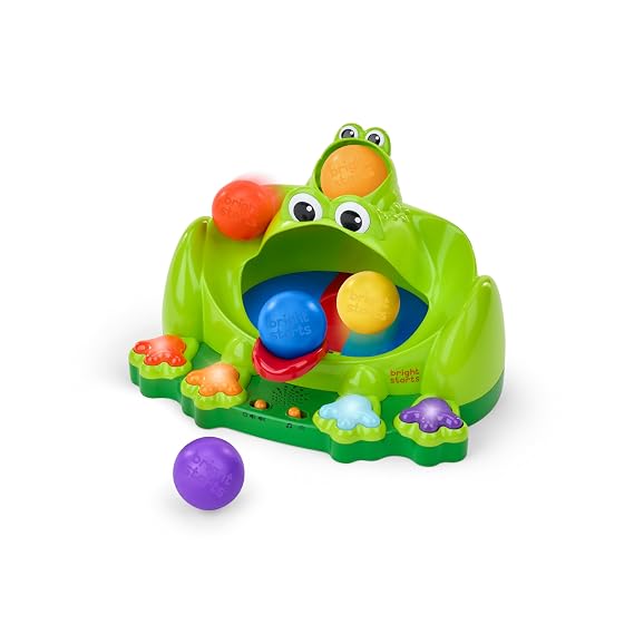 Amazon.com : Bright Starts Poppin' Ball Frog Ball Play Toy, Launching ...