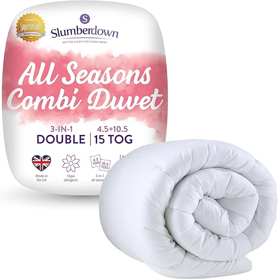 Slumberdown All Seasons 15 Tog Double Duvet - 4.5 Tog Cool Summer Plus ...